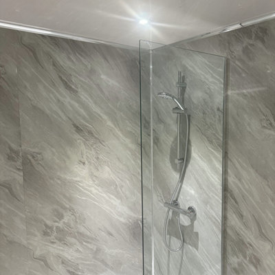 DBS Bathrooms Grey Ocean Marble PVC Shower Wall Panel 1m x 2.4m