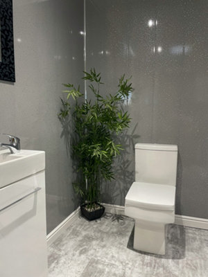 DBS Bathrooms Grey Sparkle 8mm PVC Kitchen Wall Panels Pack of 6 (3 ...