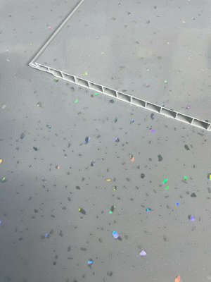 DBS Bathrooms Grey Sparkle 8mm PVC Kitchen Wall Panels Pack of 6 (3.9Sqm)