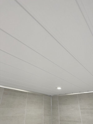 DBS Bathrooms Matt White Twin Embedded 8mm PVC Bathroom Ceiling Panels ...