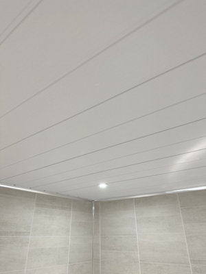 DBS Bathrooms Matt White Twin Embedded 8mm PVC Bathroom Ceiling Panels ...