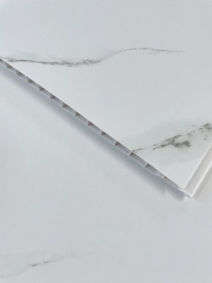 DBS Bathrooms White Marble 8mm PVC Bathroom Wall Panels Pack of 6 (3.9Sqm)