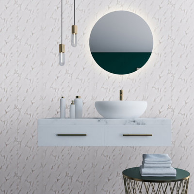 Buy DBS Bathrooms White Marble PVC Bathroom Wall Panels Pack of 6 (3 ...