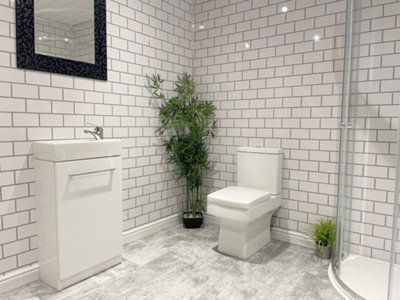 DBS Bathrooms White Metro Tile Effect Gloss PVC Bathroom Wall Panels Pack of 6 3.9Sqm