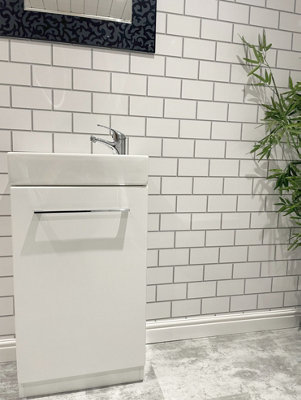 DBS Bathrooms White Metro Tile Effect Gloss PVC Bathroom Wall Panels ...