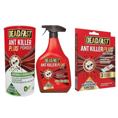 Deadfast Ant Killer Plus Combo 150g Powder 3x4g Bait Stations 750ml ...
