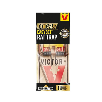 Deadfast Easy Set Rat Trap Single Pre-Baited Wooden Snap Trap for ...