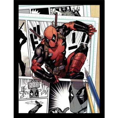 Deadpool Comic Framed Poster Black/White/Red (40cm x 30cm)