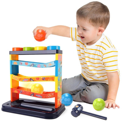 deAO 3 Layer Ball Drop Toy Montessori sensory STEM game with hammer ...