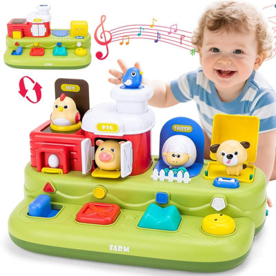 deAO Farm Animal Pop-Up Activity Toy with Music & Sounds for toddlers ...