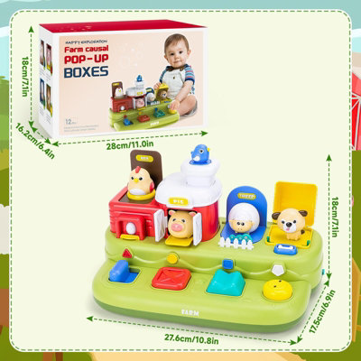 deAO Farm Animal Pop-Up Activity Toy with Music & Sounds for toddlers ...