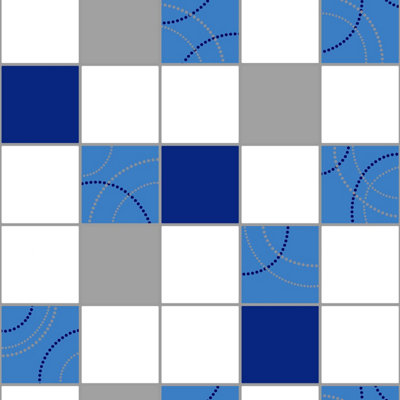 Debona Blue White Dotty Tiled Wallpaper Modern Contemporary Kitchen ...
