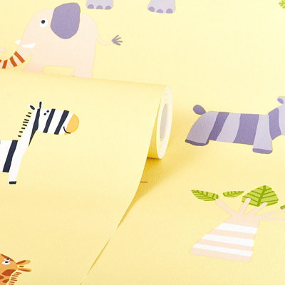 Debona Zoo Animals Print Multi Kids, Boys & Girls Spongeable Wallpaper ...