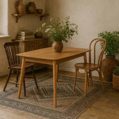 Debrecen Solid Oak Rectangular Dining Table, Seats 6
