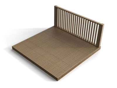 Decking kit with one side balustrade, (W) 3m x (L) 3m, Rustic brown ...