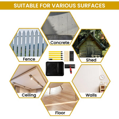 DECKING STAIN PAINT PAD APPLICATOR KIT LONG HANDLES OIL PAINTING TRAY ...