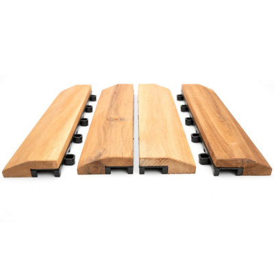 Decking Tile Edges Interlocking Wooden Edging for 30x30cm Tiles, Patio ...