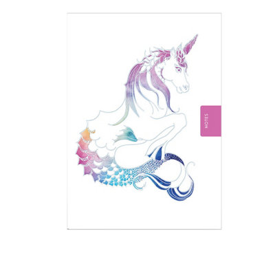 DECKLED EDGE MYTHICAL MERHORSE NOTEBOOK WHITE/PURPLE/BLUE (A6)
