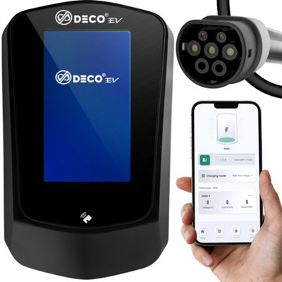 DECO EV Apex 7.4kW/32A WallBox Super Fast EV Charger Tethered 5M Cable ...