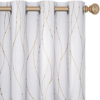 Deconovo Gold Dotted Line Foil Printed Curtains, Energy Efficiency Room ...