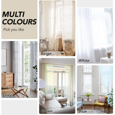 Deconovo Linen Look Semi Transparent Net Eyelet Voile Curtains, Sheer ...