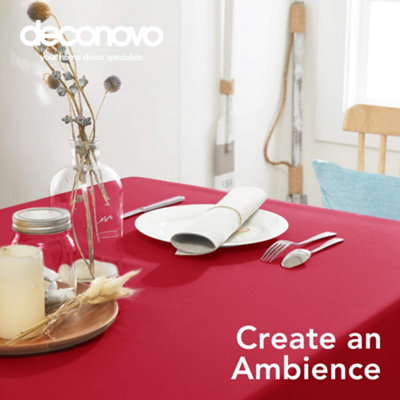 Deconovo Red Wipeable Tablecloth 132x229cm(52x90in) Water Resistant ...