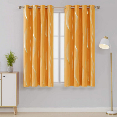Deconovo Silver Wave Line Foil Printed Blackout Curtains Thermal Eyelet ...