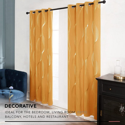 Deconovo Silver Wave Line Foil Printed Blackout Curtains Thermal Eyelet ...