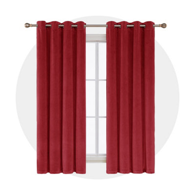 Deconovo Solid Velvet Curtains Red W46 x L72 Inch 2 Pack | DIY at B&Q