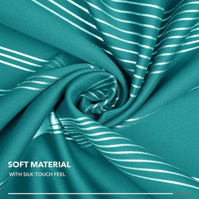 Deconovo Thermal Curtains Silver Wave Line Foil Printed Eyelet Blackout ...