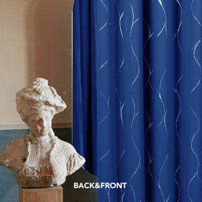 Deconovo Thermal Insulated Eyelet Blackout Curtains, Silver Wave Line ...