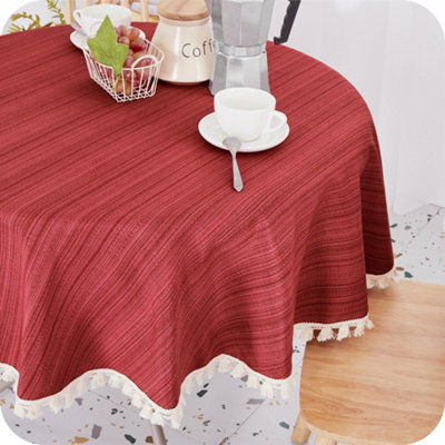 Deconovo Wipe Clean Faux Linen Water Resistant Round Table Cloth With ...