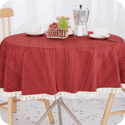 Deconovo Wipe Clean Faux Linen Water Resistant Round Table Cloth With ...
