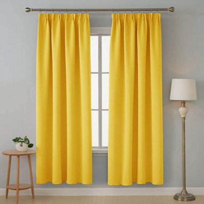 Deconovo Yellow Curtains Thermal Insulated Pencil Pleated Blackout ...