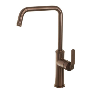 Decor Brushed Bronze Single Lever Kitchen Sink Mixer Tap Knurled Handle ...