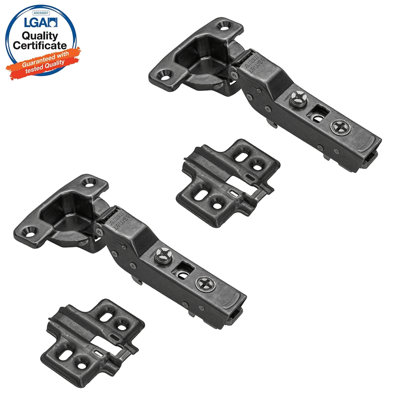 DecorandDecor - 2x Black Nickel Plated Half Overlay Cabinet Hinge Soft ...