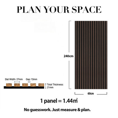 DecorAndDecor 3-Sided Smoked Oak Acoustic Wall Panels - Wood Slat ...