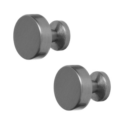 DecorAndDecor - CARNA Graphite Solid Round Kitchen Cabinet Drawer Cupboard Pull Knob - Pair ...