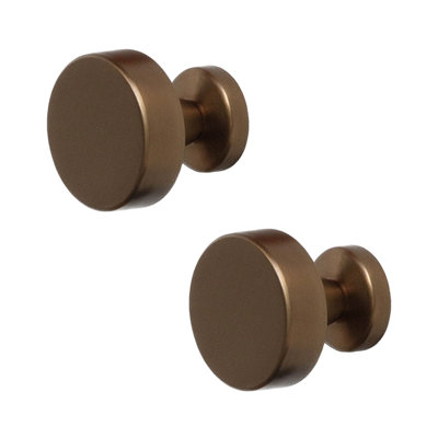 DecorAndDecor - CARNA Matt Bronze Solid Round Kitchen Cabinet Drawer Cupboard Pull Knob - Pair ...