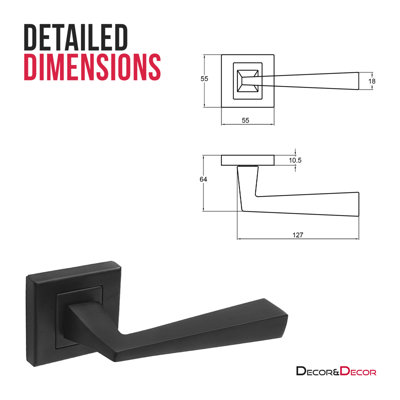 DecorAndDecor - Door Handle Set - Black Internal Door Handle With Lock ...