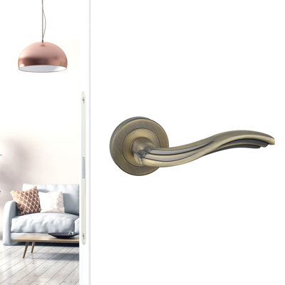 DecorAndDecor - Internal Door Handles - Antique Brass Door Handle Set ...