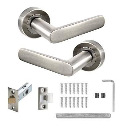 DecorAndDecor - Nickel Door Handle Set - Internal Door Handle Set ...