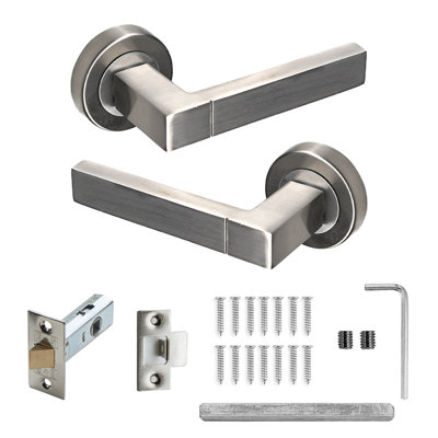 DecorAndDecor - Nickel Door Handle Set - Internal Door Handle Set - Nickel Door Lever Handles ...