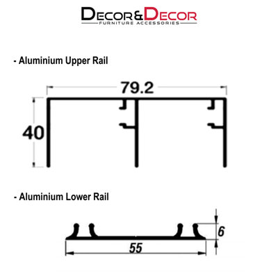DecorAndDecor PS-Slide Sliding Wardrobe Door Track Gear Kit - 1200mm ...