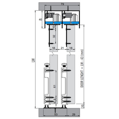 DecorAndDecor PS-Slide Sliding Wardrobe Door Track Gear Kit - 1800mm ...