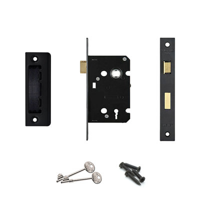 DecorAndDecor - Sash Mortice Lock - 64mm - Matt Black | DIY at B&Q