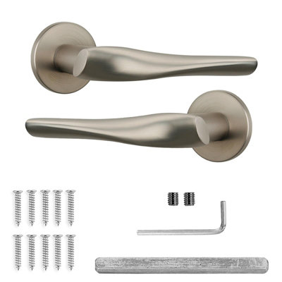 Decoranddecor Satin Nickel Door Handle with Lock - Internal Door ...
