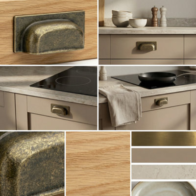 Decoranddecor Tala Cup Cabinet Door Handles - Antique Brass Kitchen ...
