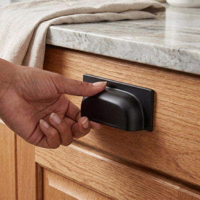 Decoranddecor Tala Cup Cabinet Door Handles - Matt Black Kitchen Drawer ...