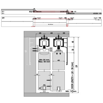 DecorAndDecor Telescopic Sliding Door Track Kit - 80Kg Max Door - 2 ...